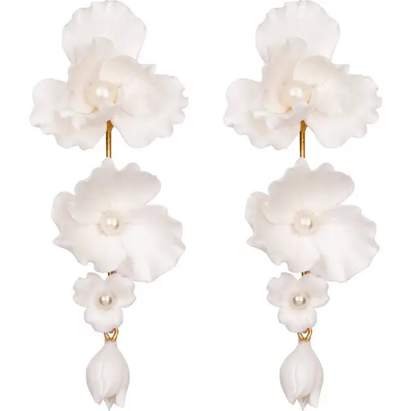 JENNIFER BEHR Mariam Floral & Faux Pearl Drop Earrings - Cream