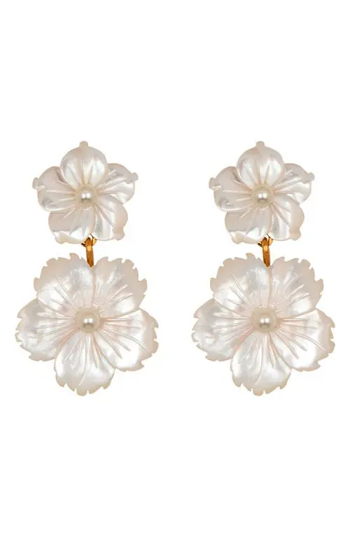 JENNIFER BEHR Tibby Floral Drop Earrings - Mother Of Pearl
