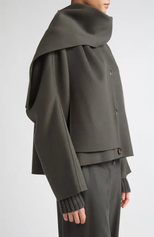 Max Mara Kate Virgin Wool Button-Up Jacket With Removable Scarf In