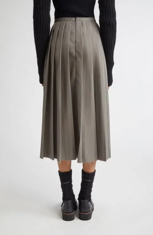 MERUERT TOLEGEN Pinstripe Pleated Midi Skirt