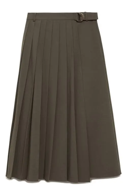 Mango Pleated Maxi Skirt With Attached Belt