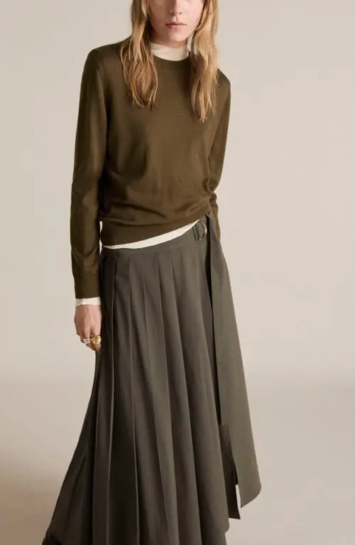 Mango Pleated Maxi Skirt With Attached Belt