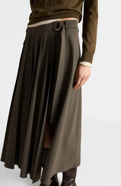 Mango Pleated Maxi Skirt With Attached Belt