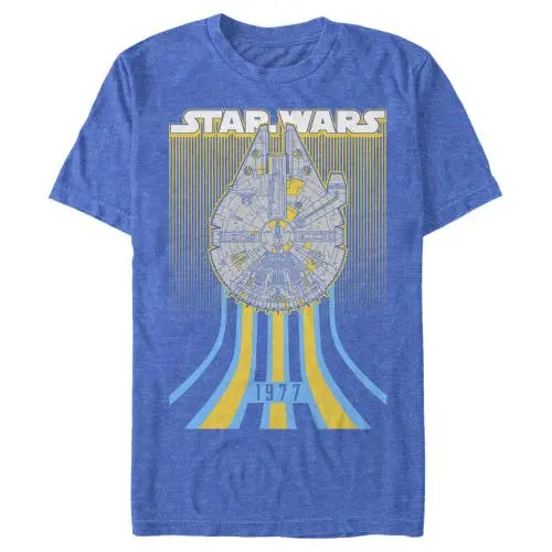 STAR WARS Retro Falcon Speed Graphic T-shirt - Royal Blue Heather