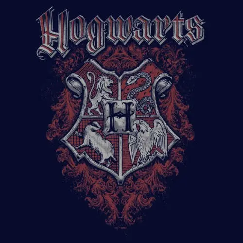 HARRY POTTER Vintage Artistic Crest Graphic T-shirt - Navy Blue