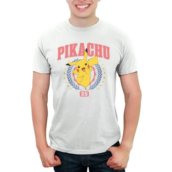 POKEMON Collegiate Pikachu 25 Short Sleeve Graphic T-shirt - White