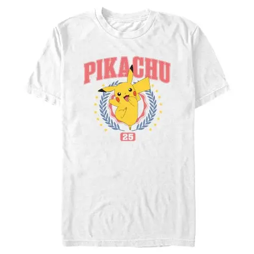 POKEMON Collegiate Pikachu 25 Short Sleeve Graphic T-shirt - White