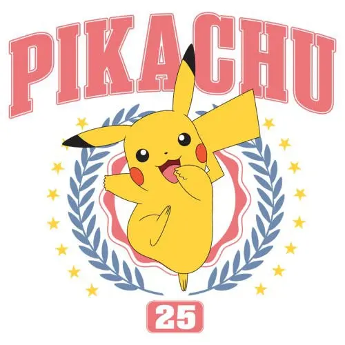POKEMON Collegiate Pikachu 25 Short Sleeve Graphic T-shirt - White