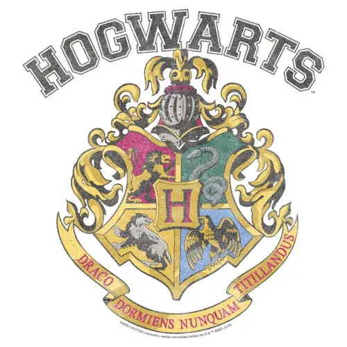 HARRY POTTER Distressed Collegiate Hogwarts Crest Short Sleeve Graphic T-shirt - White
