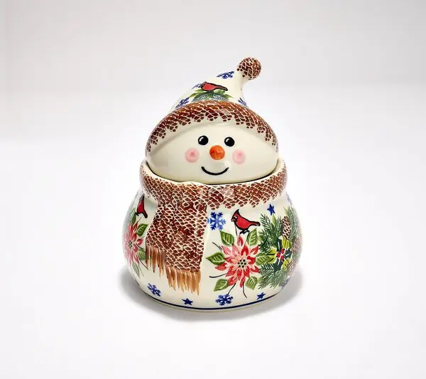 LIDIA'S POLISH POTTERY Small Snowman Candy Dish - One-color