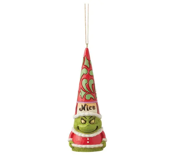 JIM SHORE Grinch Naughty/nice Gnome Christmas O Rnament 5.3in H - One-color