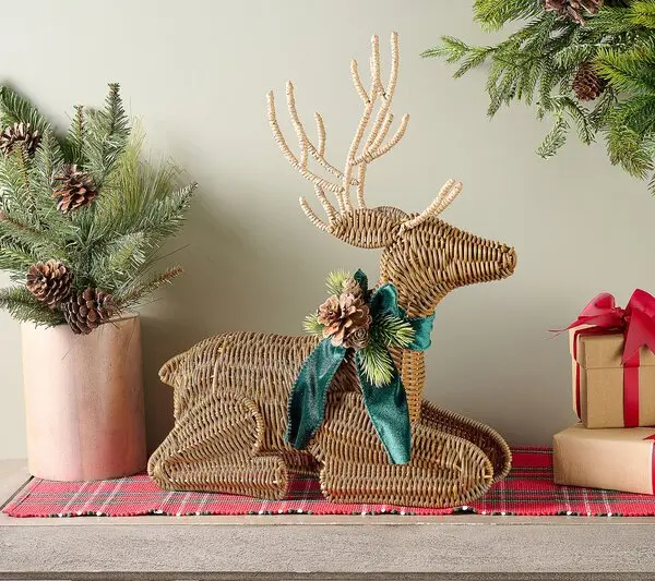 HOME REFLECTIONS As Is 19' Faux Rattan Laying Reindeer - One-color