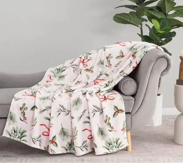BERKSHIRE BLANKET Berkshire Holiday Winter Floral 60x70 Plush Throw - One-color