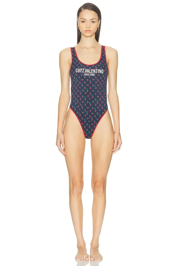 Valentino Garavani Cherryfic One-piece Swimsuit - Navy