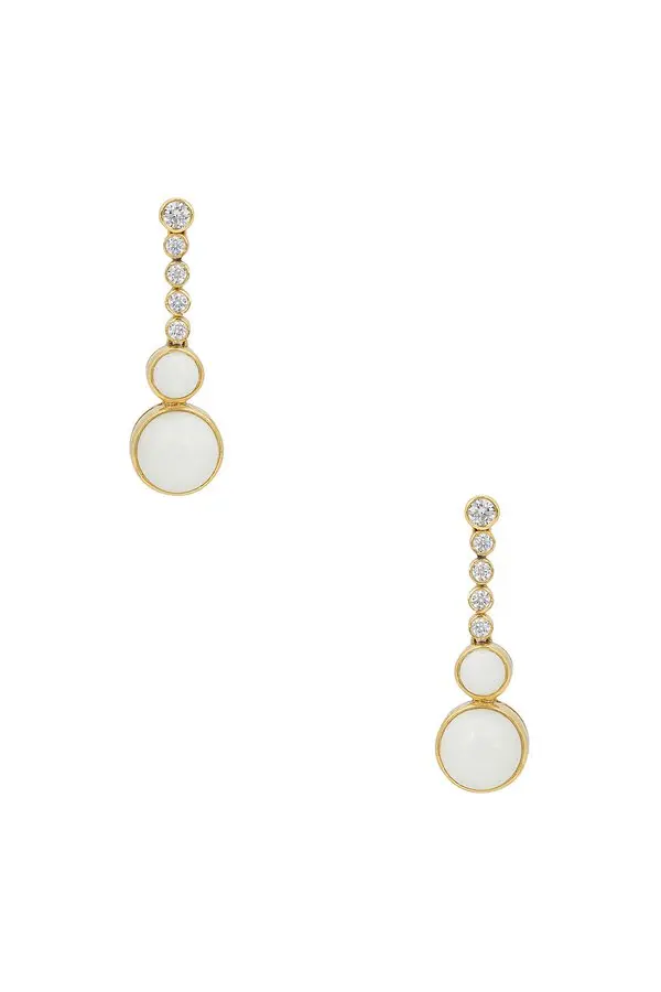 VALERE Night Dangle Earrings - White Stone  Crystal  & Gold