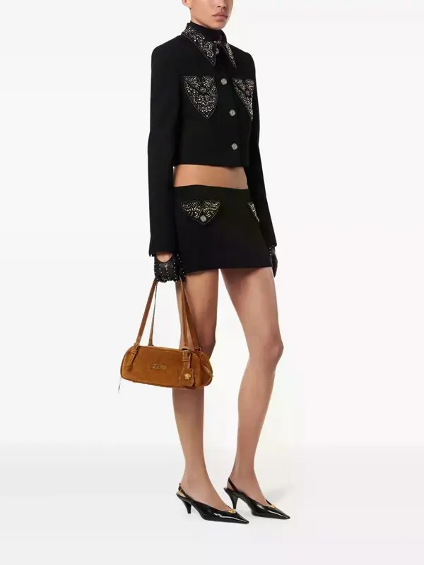 Versace Suede Bowling Shoulder Bag - Brown