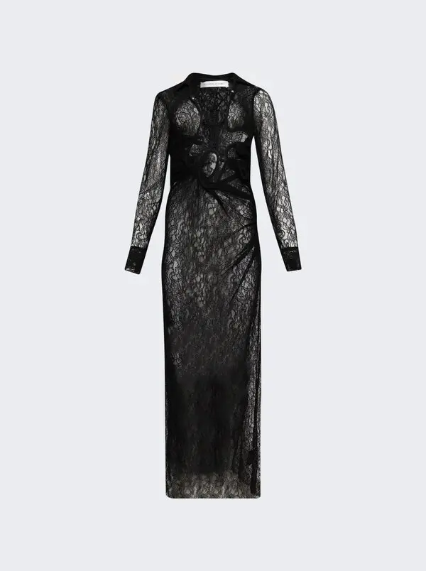 Christopher Esber Sheer Lace Venus Plunge Gown - Black
