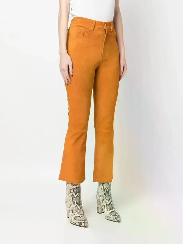 PAULA Flared Suede Trousers - Orange