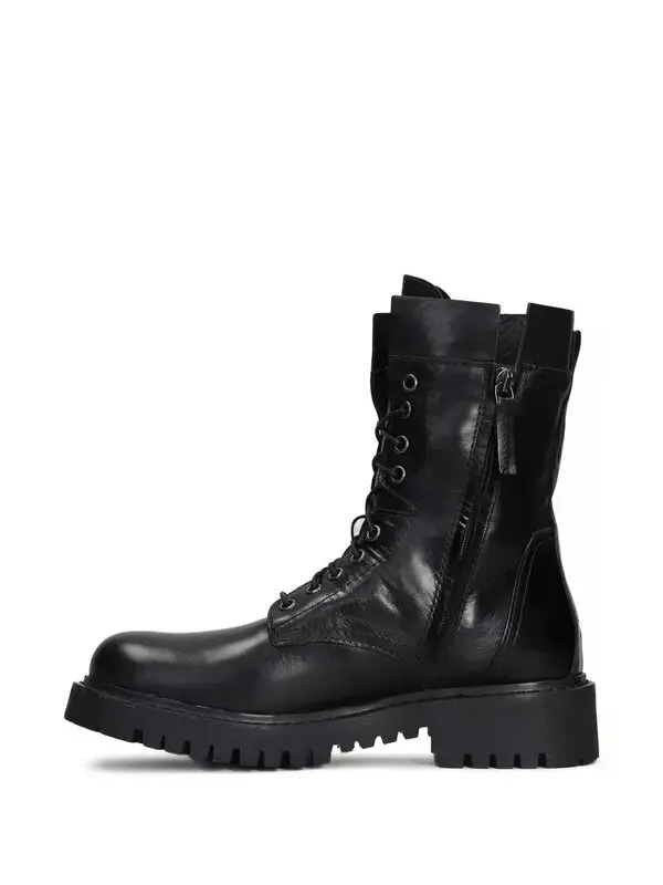 JULIE DEE Leather Combat Boots