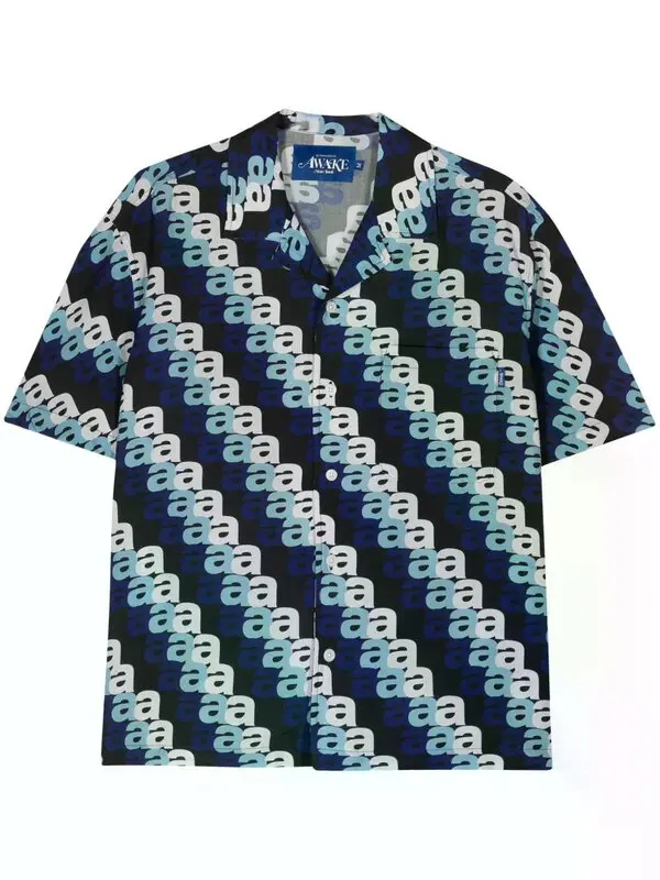AWAKE NY Logo-print Tencel™ Shirt - Blue