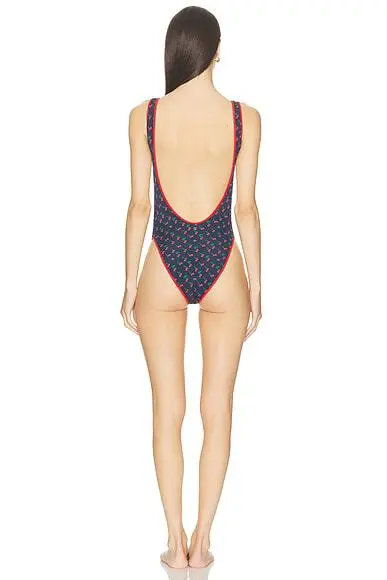 Valentino Garavani Cherryfic" One Piece Swimsuit - Navy