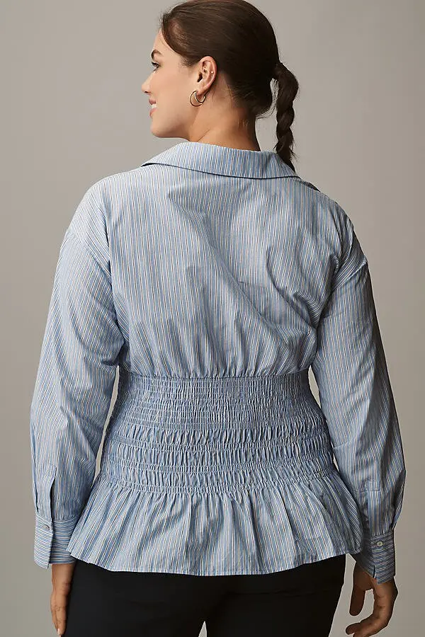 Maeve Long-sleeve Smocked-waist Blouse