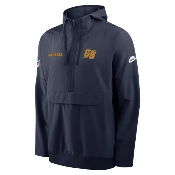 Nike Green Bay Packers Alt Option Route Anorak Nfl 1/2-zip Hooded Jacket - Blue