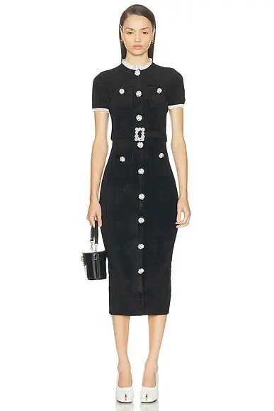 SELF-PORTRAIT Chenille Knit Midi Dress