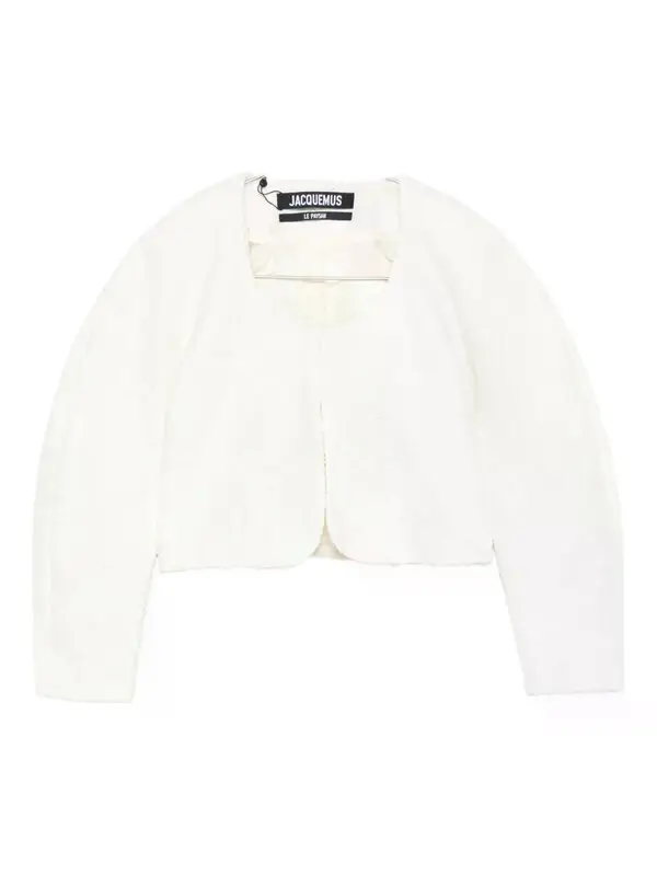 Jacquemus Cropped Tweed Jacket - White