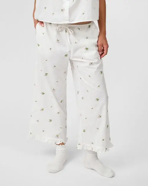WeWoreWhat Ruffle Hem Cropped Pants - Ivory