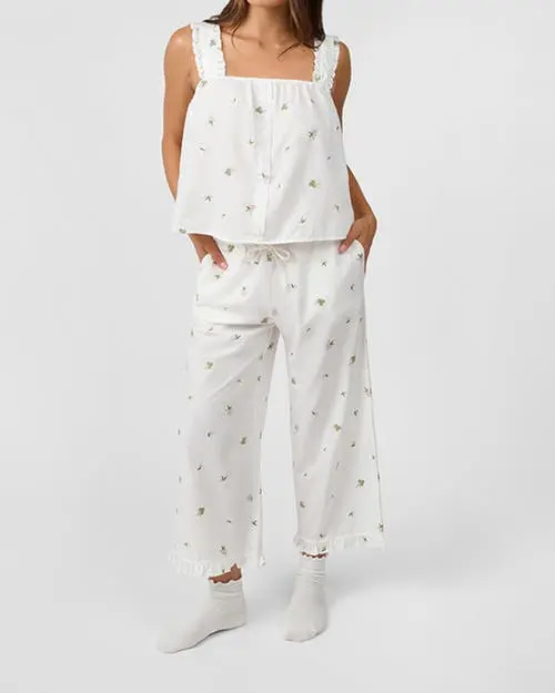 WeWoreWhat Ruffle Hem Cropped Pants - Ivory