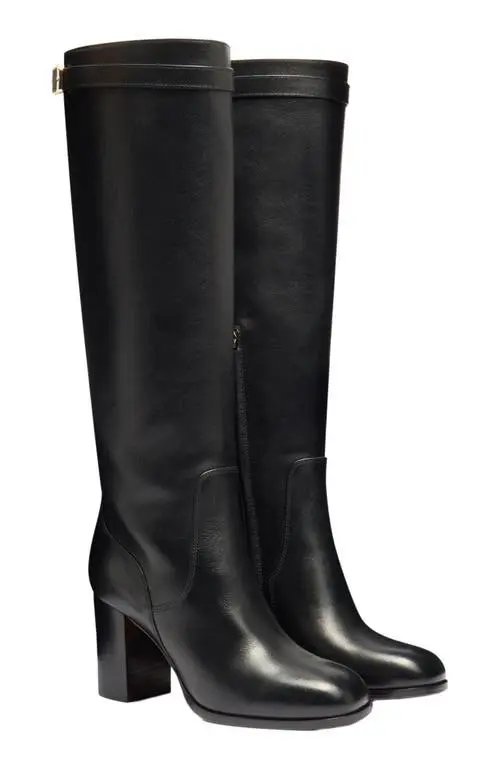 Santoni Leather High-heel Boots - Black