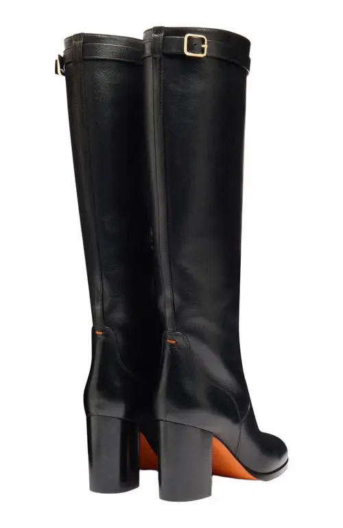 Santoni Leather High-heel Boots - Black