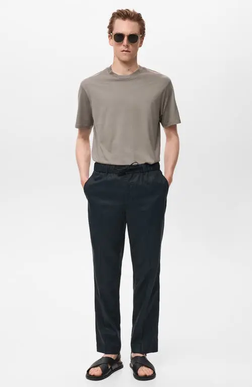 Mango Slim Fit Drawstring Waist Trousers