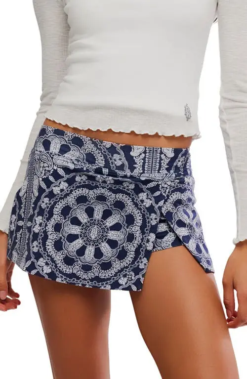 Free People Printed Skort - Bandana Navy Combo