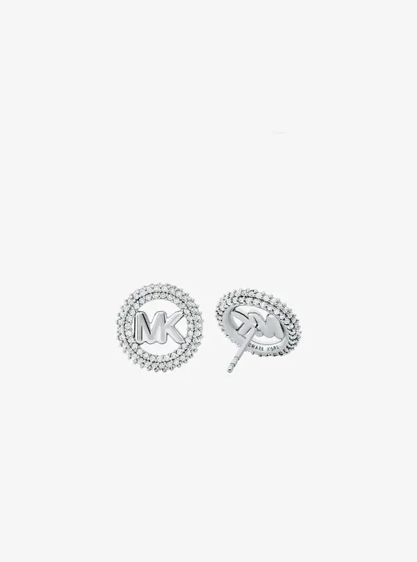Michael Kors Small Pavé Logo Charm Two-tone Stud Earrings
