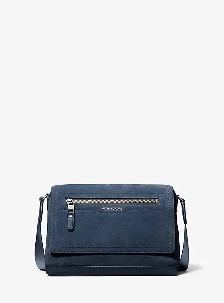 Michael Kors Hudson Small Suede Messenger Bag - Blue