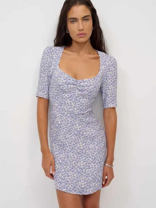 REFORMATION Gene Mini Dress - Blue