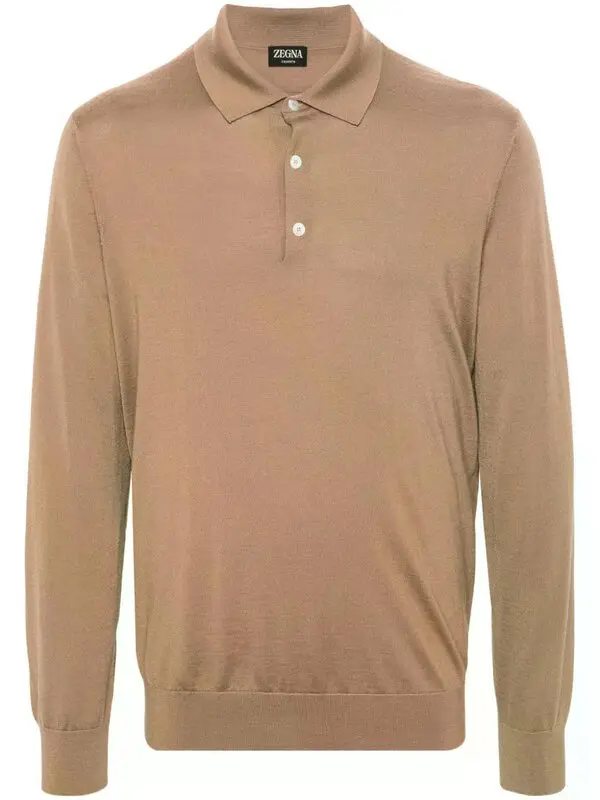 Zegna Fine-knit Polo Shirt - Brown