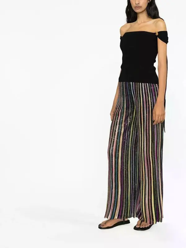 Missoni Sequin-embellished Striped Trousers - Black