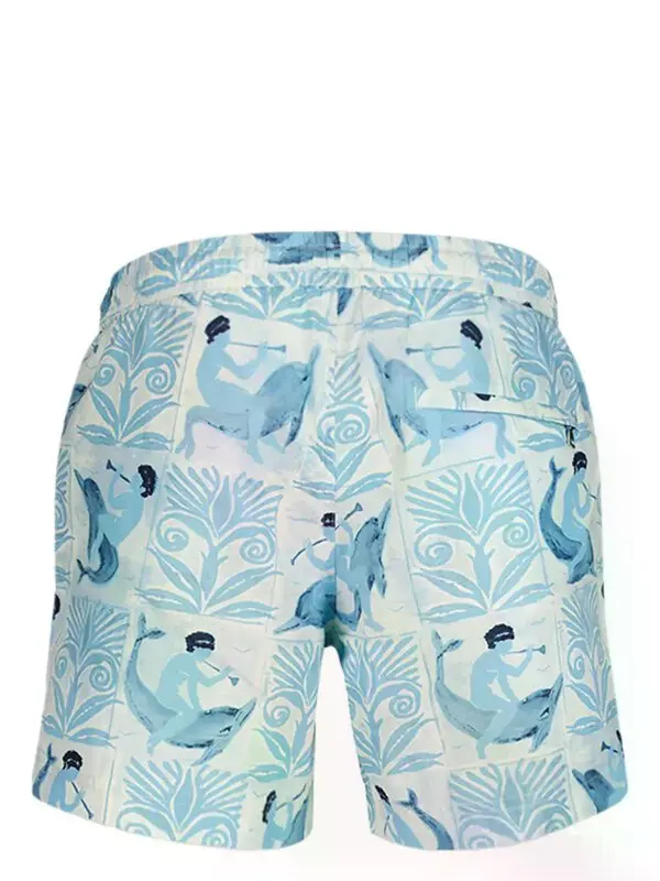 Commas Tiled Dolphin-print Swim Shorts