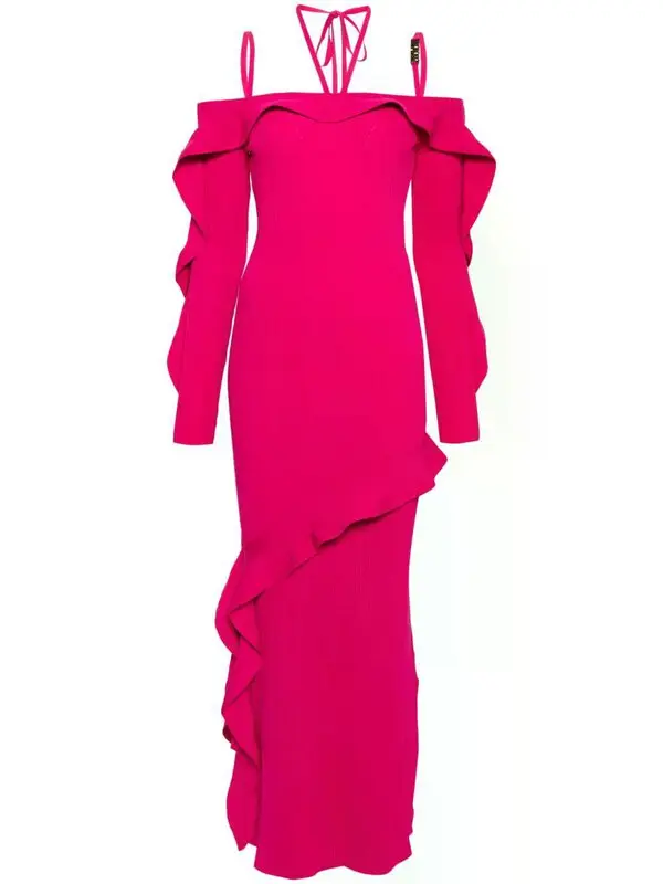 Versace Ribbed-knit Long-sleeve Dress - Pink