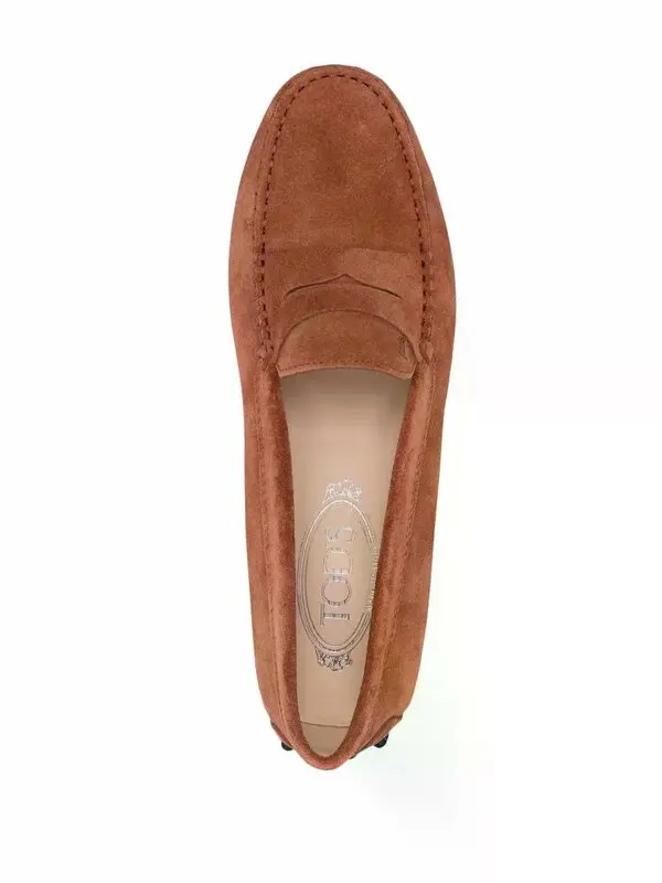 TOD'S Almond Toe Suede Loafers - Orange