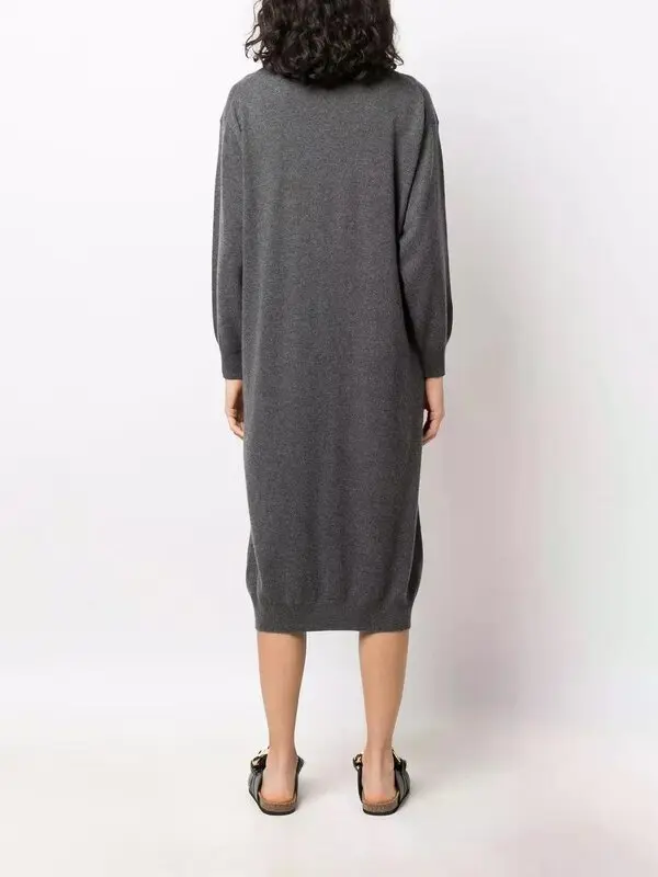 PAULA V-neck Cashmere Cardigan Coat - Grey