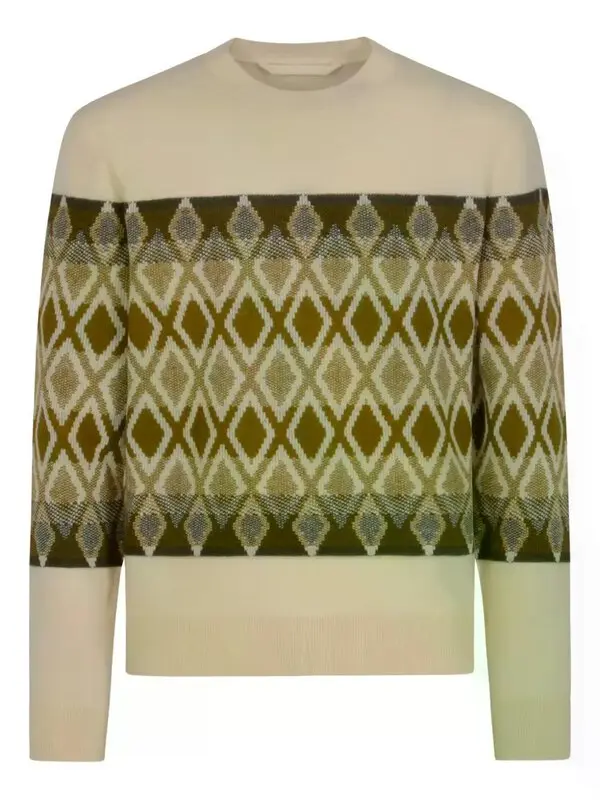Moncler Rhombus-pattern Wool Sweater - Neutrals