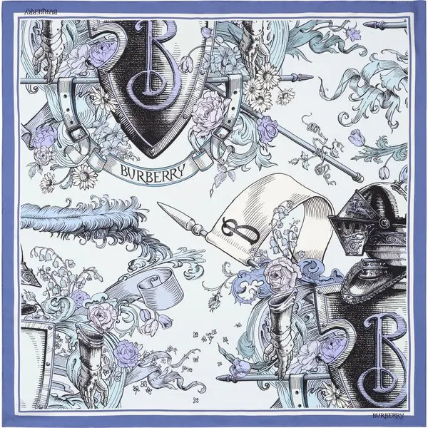 Burberry Etched Knight Silk Scarf - Cornflower Blue