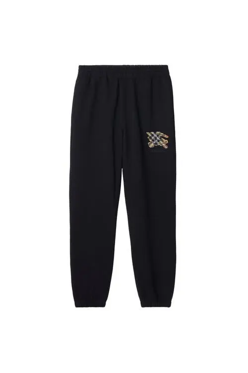Burberry Ekd Check Cotton Jogging Pants - Black
