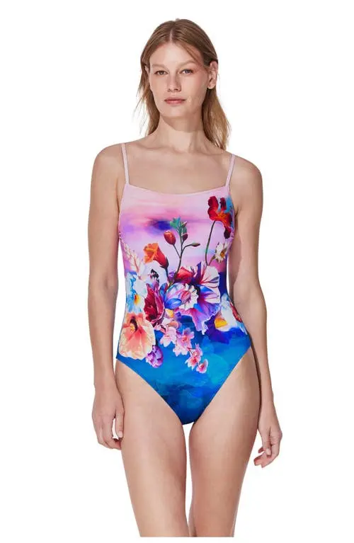 GOTTEX Under The Sea Underwire Square Neck One Piece - Multi