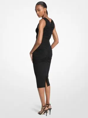 Stretch Matte Jersey Ruched Midi Dress