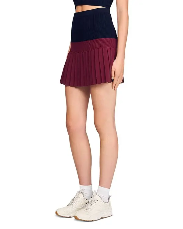Sandro Short Two-tone Knit Skirt